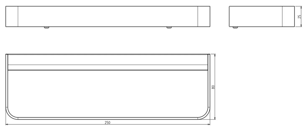 METAFORM BELLA držák ručníků na bok skříňky 250mm, chrom - FA115