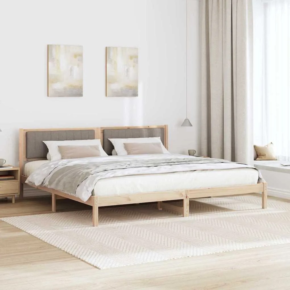 Rám postele s čelo Taupe 200 x 200 cm Masivní borové dřevo 3394241