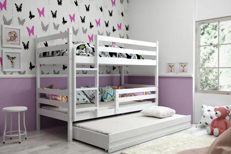 Patrová postel ERYK s přistýlkou - barva bílá - Matrace 160 x 80 cm