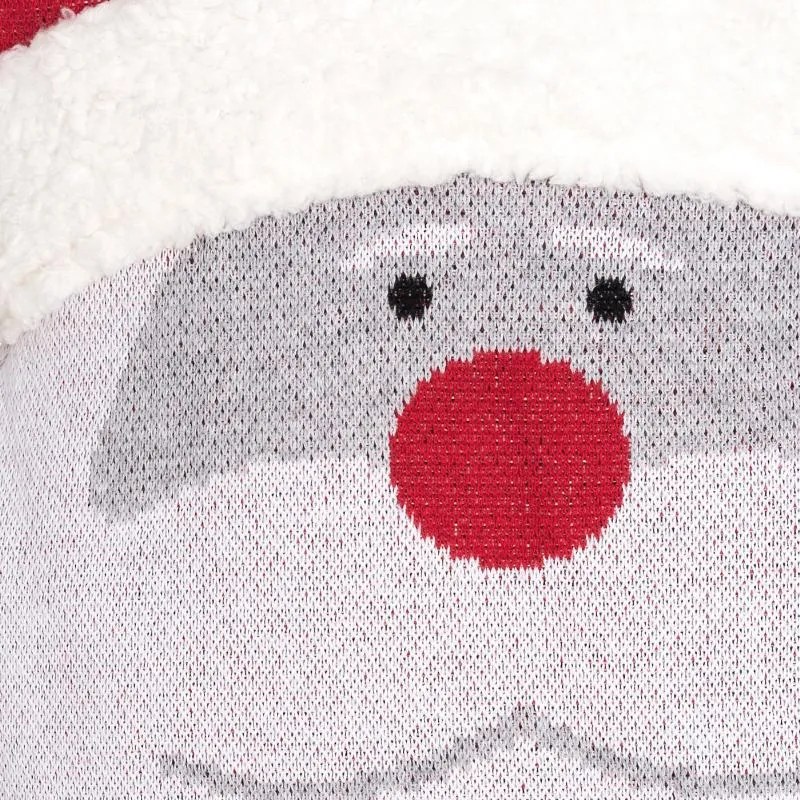 SCANquilt pletený polštářek SANTA bíločervená vánoční dekorace