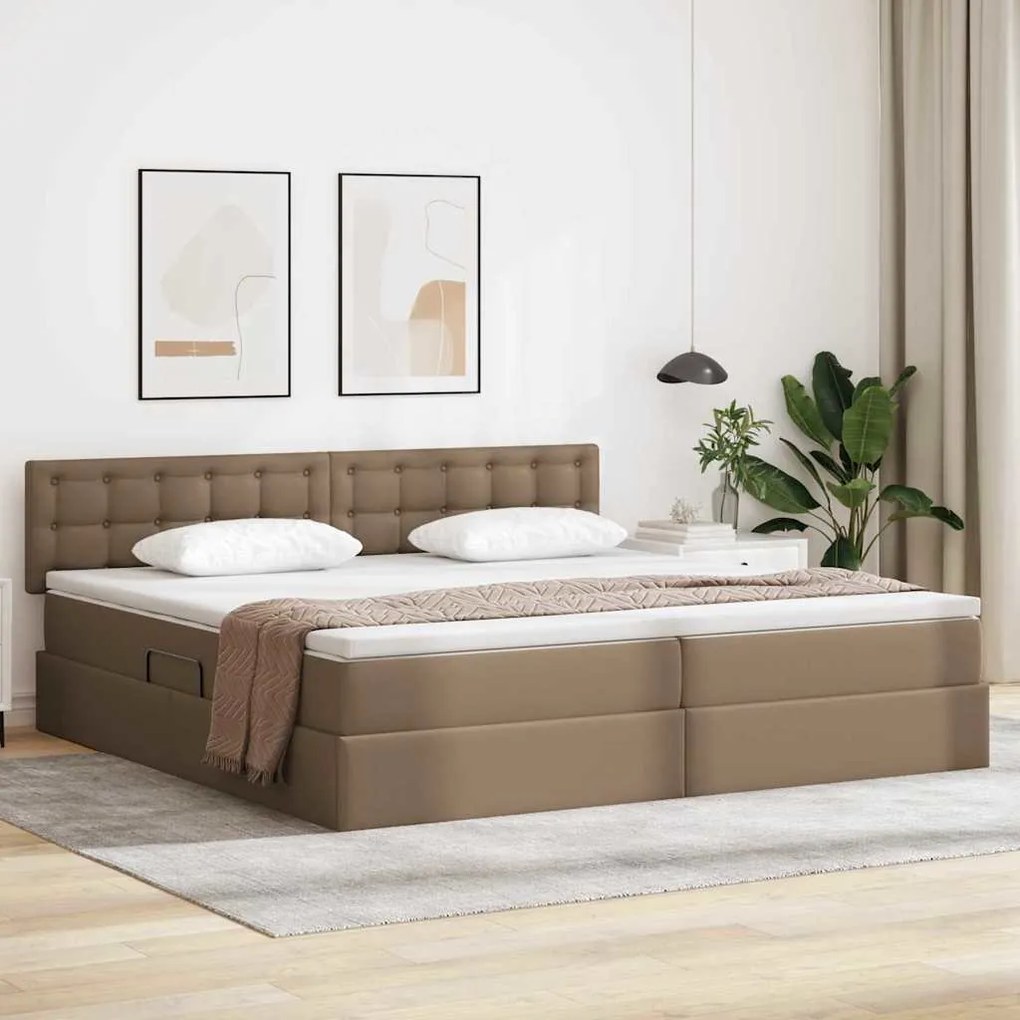 Postel s úložným prostorem a matrací Cappuccino 200 x 200 cm 3370412