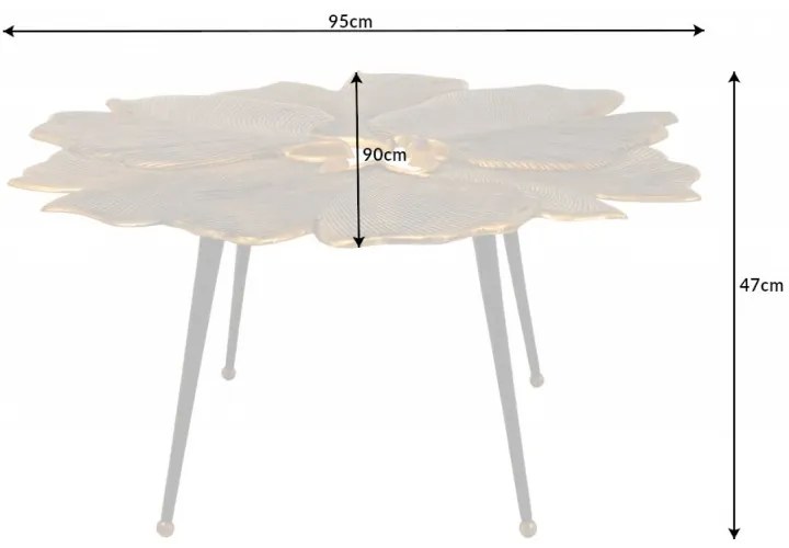 Massive home | Konferenční stolek GINKGO LEAFS 95 CM zlatý