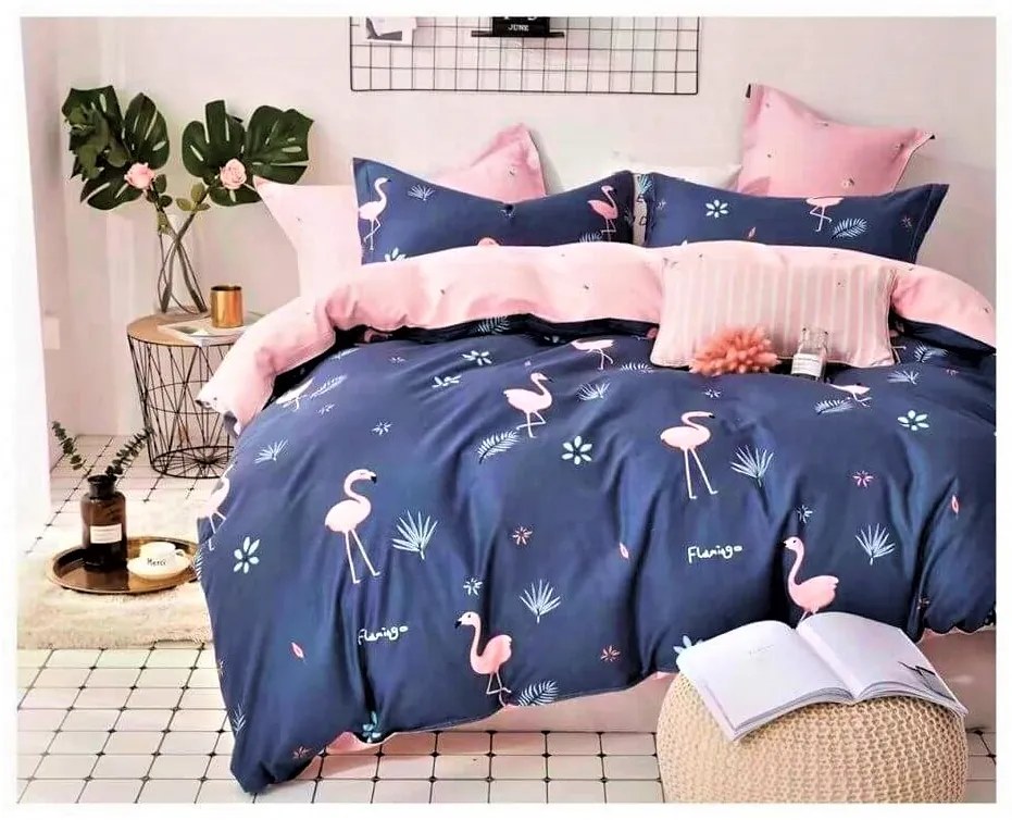 Kollektion World  Francouzské saténové povlečení Flamingo 200x220 cm 70x80 cm