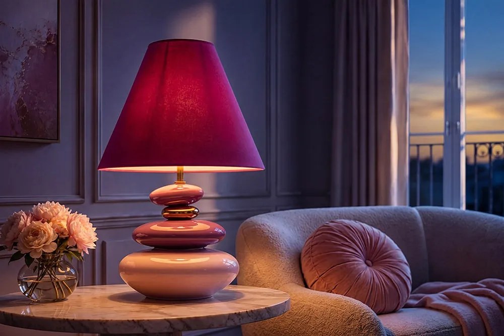 Designová stolní lampa Kalpana 60 cm růžová