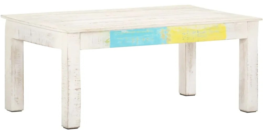 Konferenční stolek bílý 110x60x45 cm masivní mangovníkové dřevo 323555