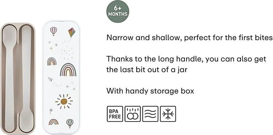 Béžové plastové dětské lžičky v sadě 2 ks Sunshine &amp; Rainbow – Mepal