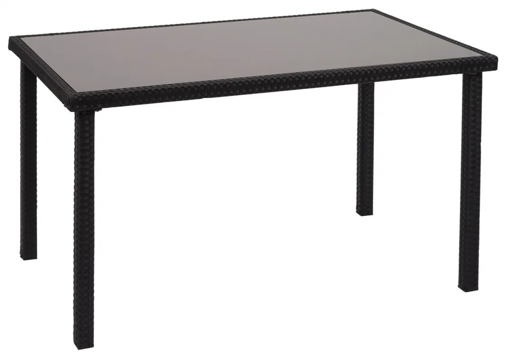 Zahradní stůl HWC-G19, polyratan, 120x75cm - černý