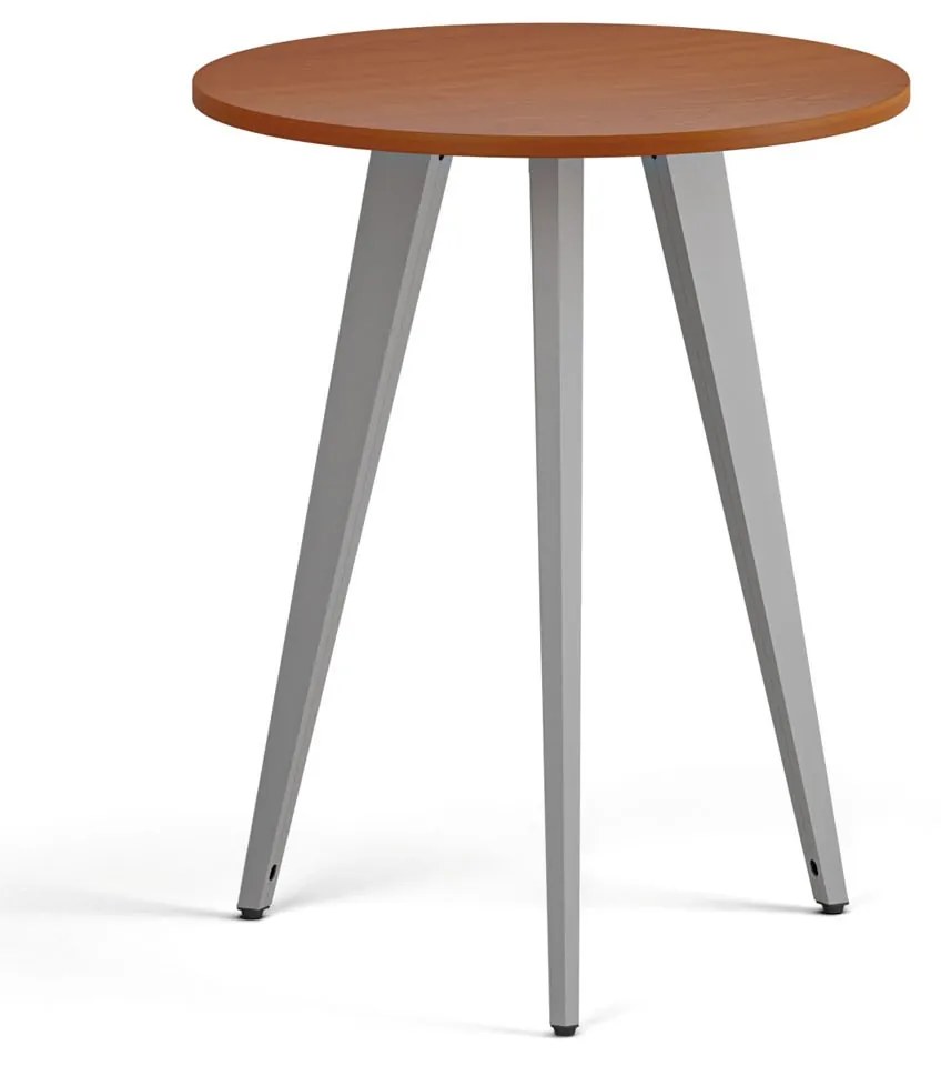 Konferenční stůl PRIMO VIBE, průměr 60 cm, šedostříbrná podnož, třešeň