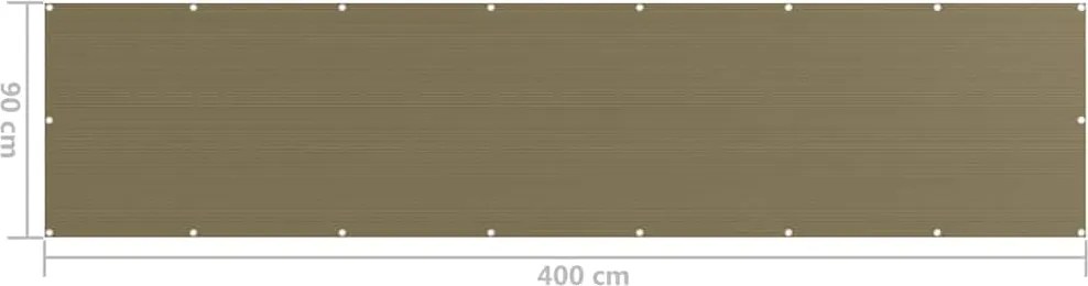 Balkonová zástěna taupe 90 x 400 cm HDPE 310961