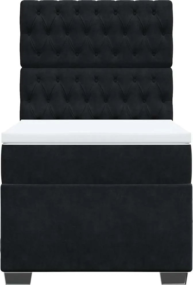 Box spring postel s matrací černá 80 x 200 cm samet 3293070