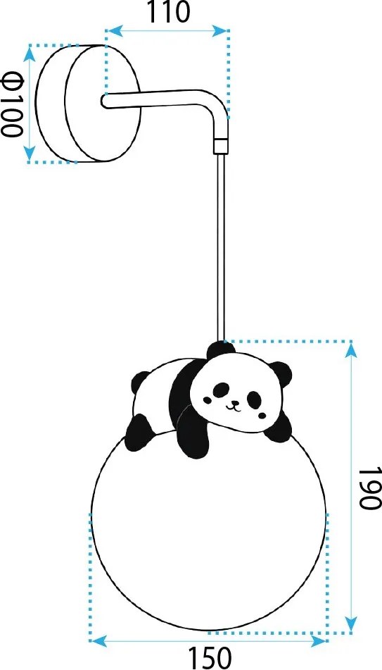 Toolight Toolight, nástěnné svítidlo PANDA G163-1W, černá-bílá, OSW-07803