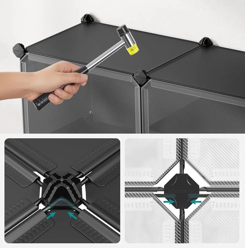 Modulární botník Lux s 10 dvířky čirý/černý