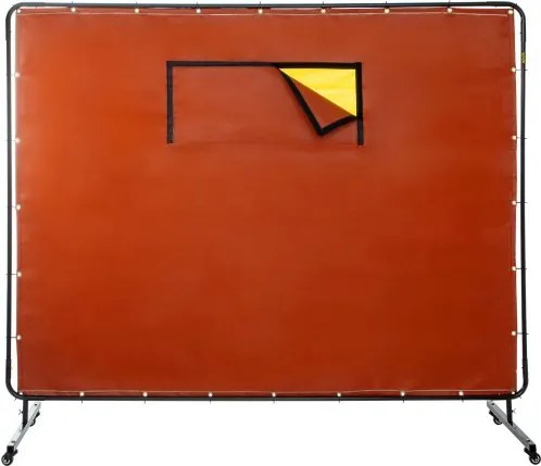 Svařovací závěs, 1,83 × 2,44 m, svařovací zástěna s kovovým rámem a 4 kolečky