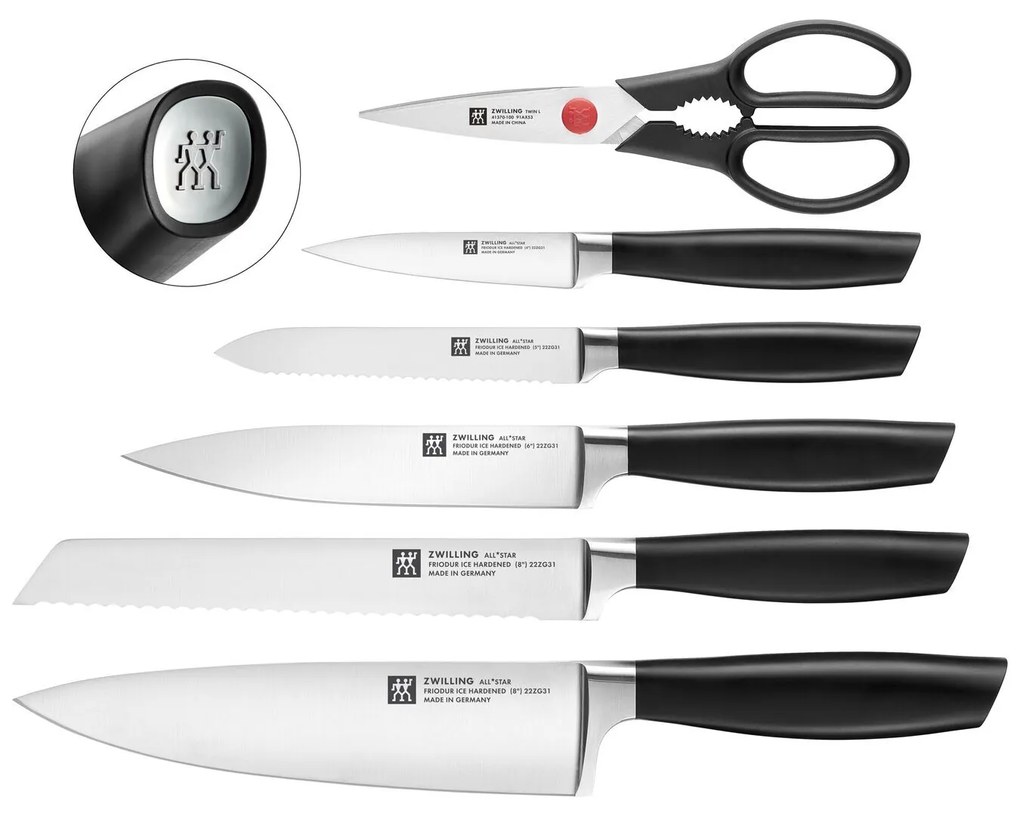 Zwilling All Star samoostřící blok s noži 7 ks, antracitový, 33780-500