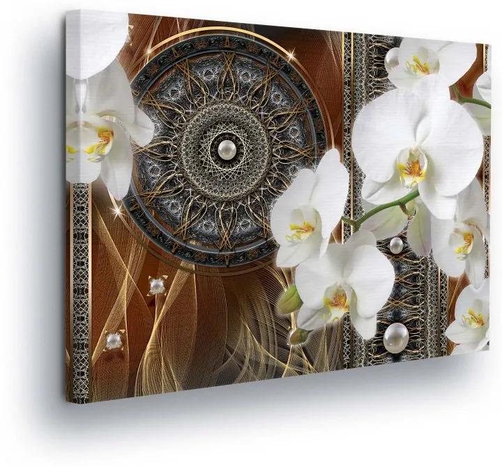 GLIX Obraz na plátně - Bílý Květ s Orientální Tématikou 80x60 cm