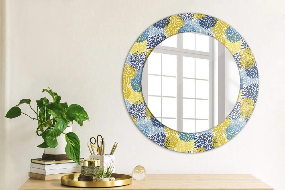 Kulaté dekorativní zrcadlo na zeď Modré květy fi 50 cm