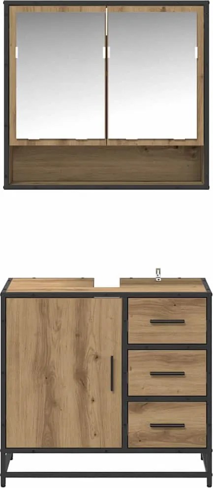 Sada koupelnového nábytku 2 ks Artisanový dub 65 x 33 x 60 cm 3402507