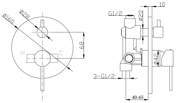 Sapho - Sprchová baterie pro podomítkovou instalaci KAI lesklý chrom