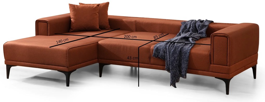 Hanah Home Rohová pohovka HORIZON červenooranžová levá