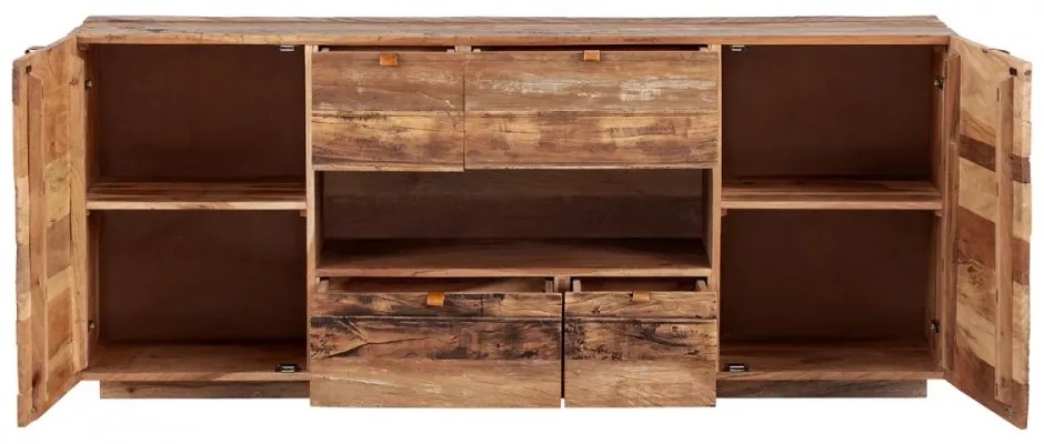 furniture-nabytek.cz - Masivní příborník Oldwood z recyklovaného dřeva, lakovaný, přírodní barva – 180×40×75 cm