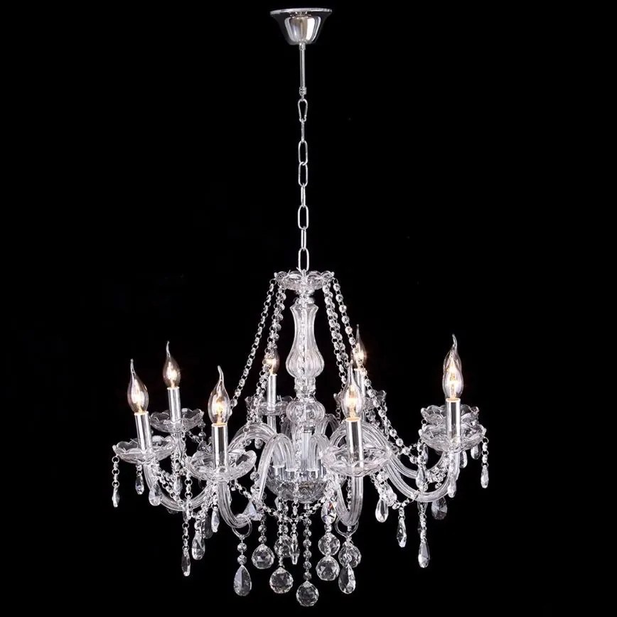 Toolight - Křišťálový závěsný lustr 8xE14 60W, stříbrná, OSW-04600
