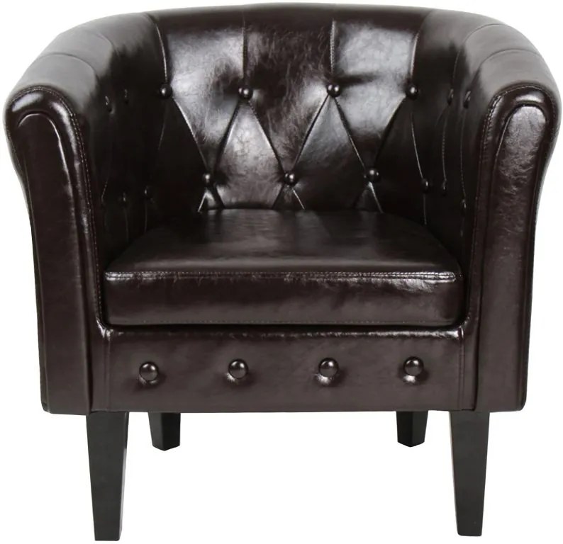 Miadomodo 74115 Křeslo s taburetem Chesterfield, hnědé