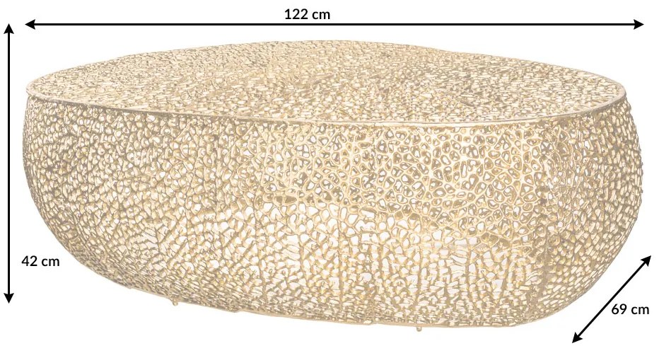 Konferenční stolek Ferago, 122 cm, zlatý