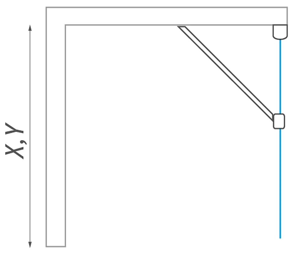 Sprchové dveře jednokřídlé LZDO1 v kombinaci s pevnou stěnou LZB Viz technická specifikace Transparent Brillant LYE4/1100_LYSW1S/1000 1100 1000 LYE4/1100_LYSW1S/1000