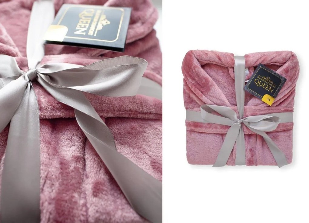Dámský fleecový župan COMFORT QUEEN vel. M růžový