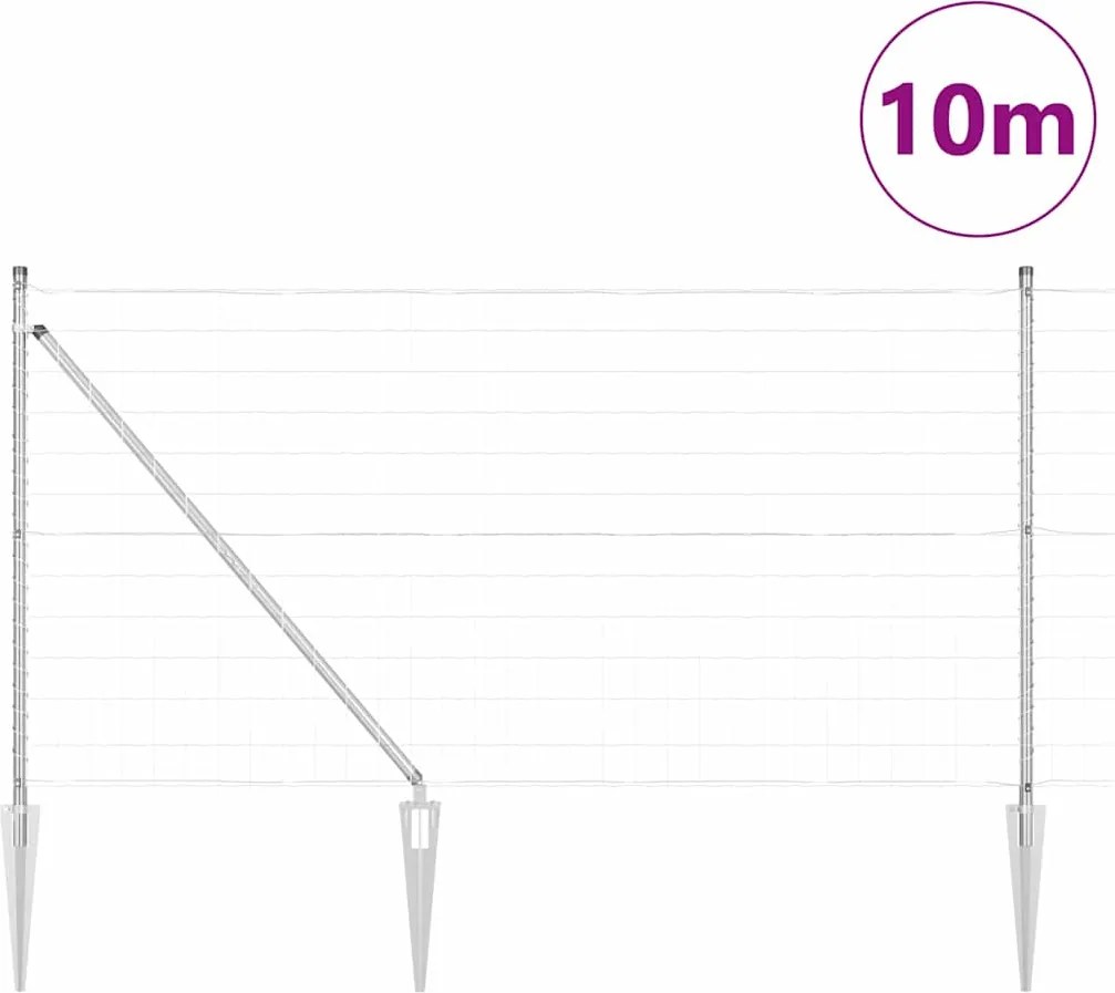 Venkovní euro plot s hroty 10 x 1 m Pozinkovaná ocel Stříbrná 3350743