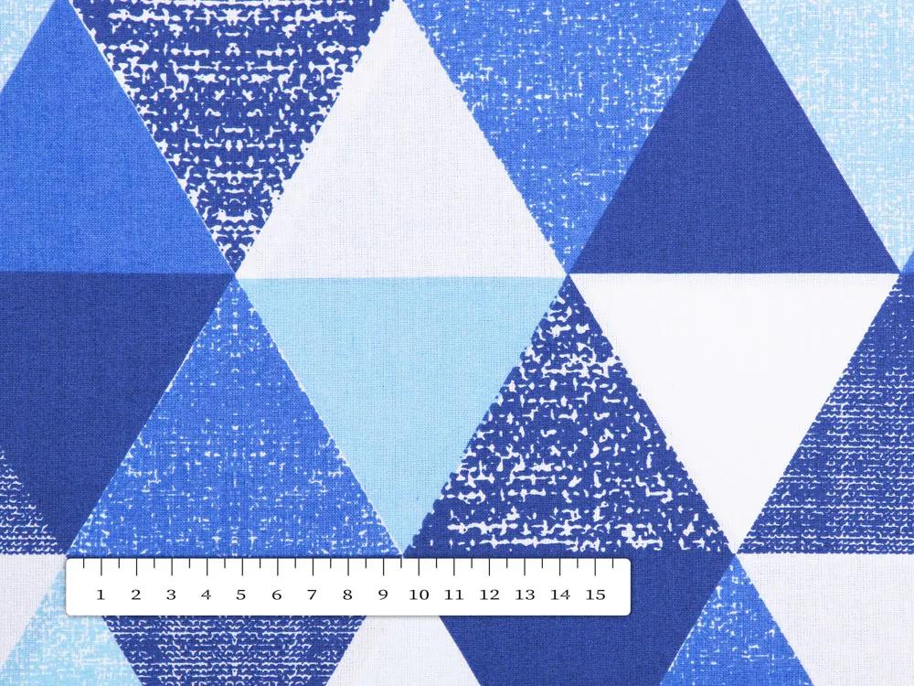 Biante Bavlněný čtvercový ubrus Sandra SA-190 Modro-bílé trojúhelníky 130x130 cm