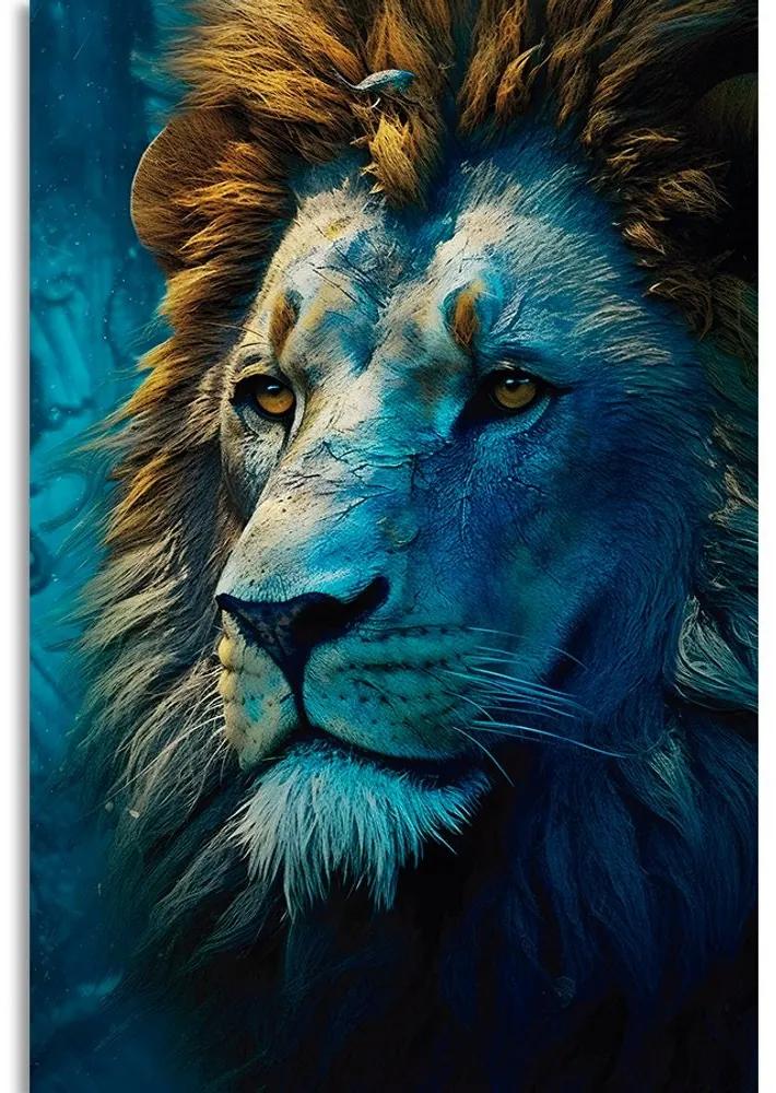 Obraz modro-zlatý lev - 40x60