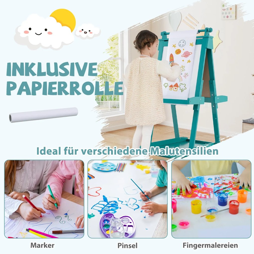 Costway Dětská výškově nastavitelná tabule s bílou tabulí