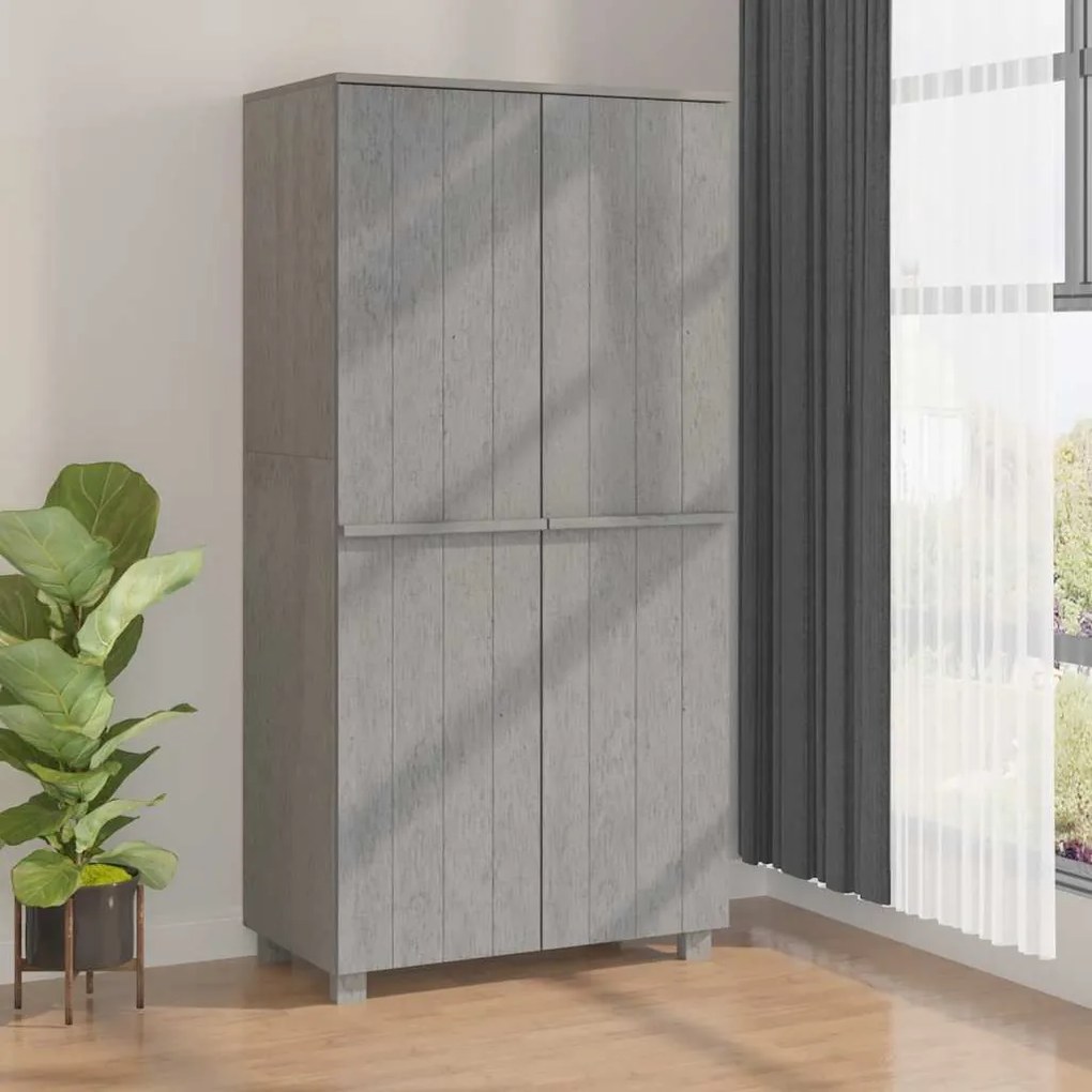 Šatní skříň HAMAR světle šedá 89 x 50 x 180 cm masivní borovice 340483