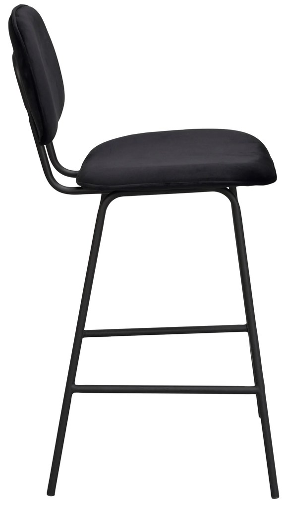 Černá sametová barová židle Rowico Bro