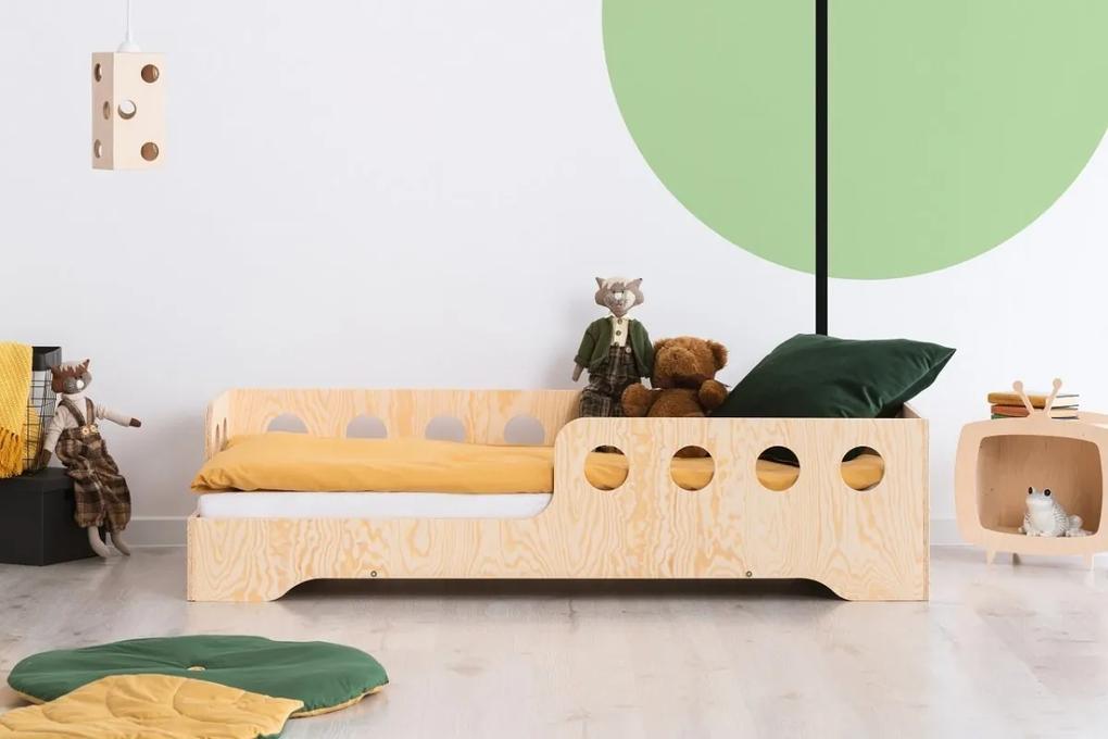 Domečková patrová dětská postel z masivního dřeva 90x200 cm v přírodní barvě Mila DMP Rozměr: 90x170 cm