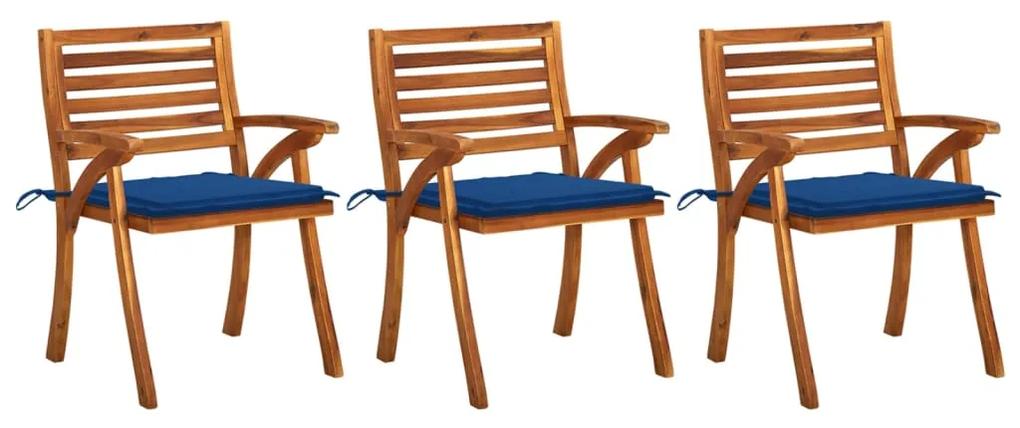 Zahradní jídelní židle s poduškami 3 ks masivní akáciové dřevo,  3060811