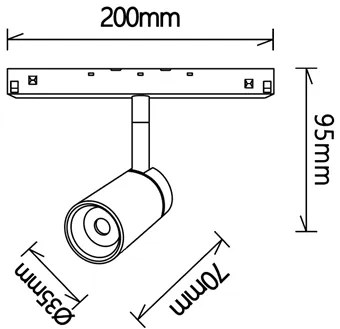 Mantra Magneto 48V, černý spot LED 5W 3000K 50°, TRIAC, průměr 3,5cm
