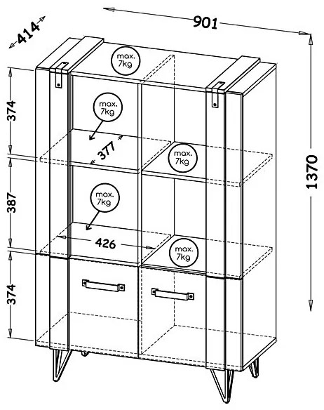 Casarredo Regál LODINE 04 4D dub wotan/beton