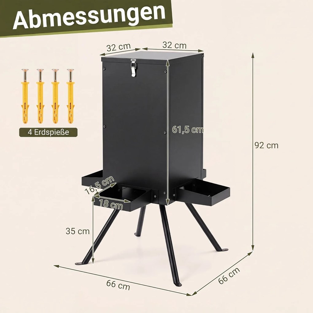 Costway Gravitační krmítko pro zvěř 40 kg se 4 miskami, černé