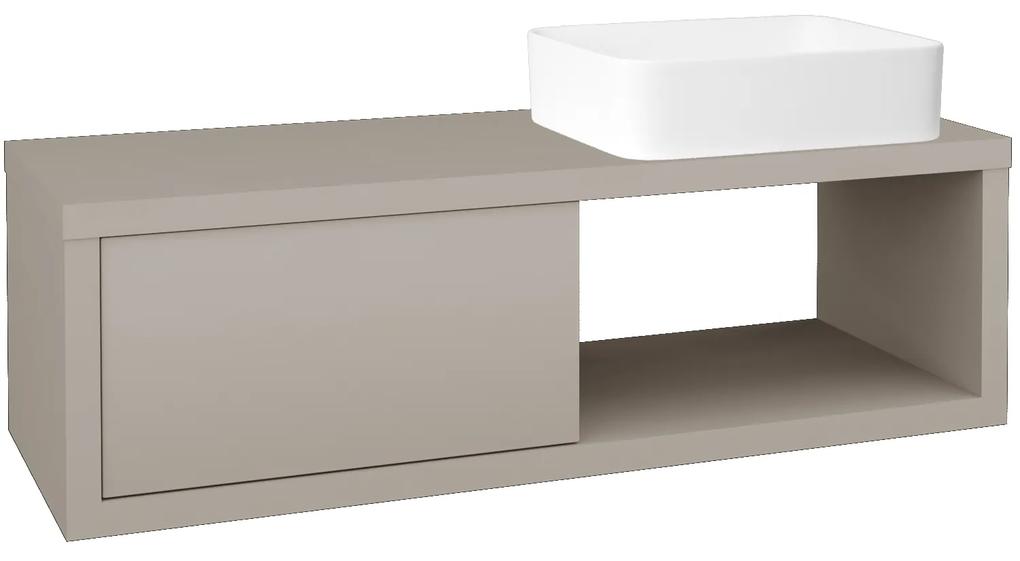 Dřevojas Koupelnová skříň STORM SZZO 120 (umyvadlo Joy) Varianta: D03 Cafe / L01 Bílá vysoký lesk / Pravé