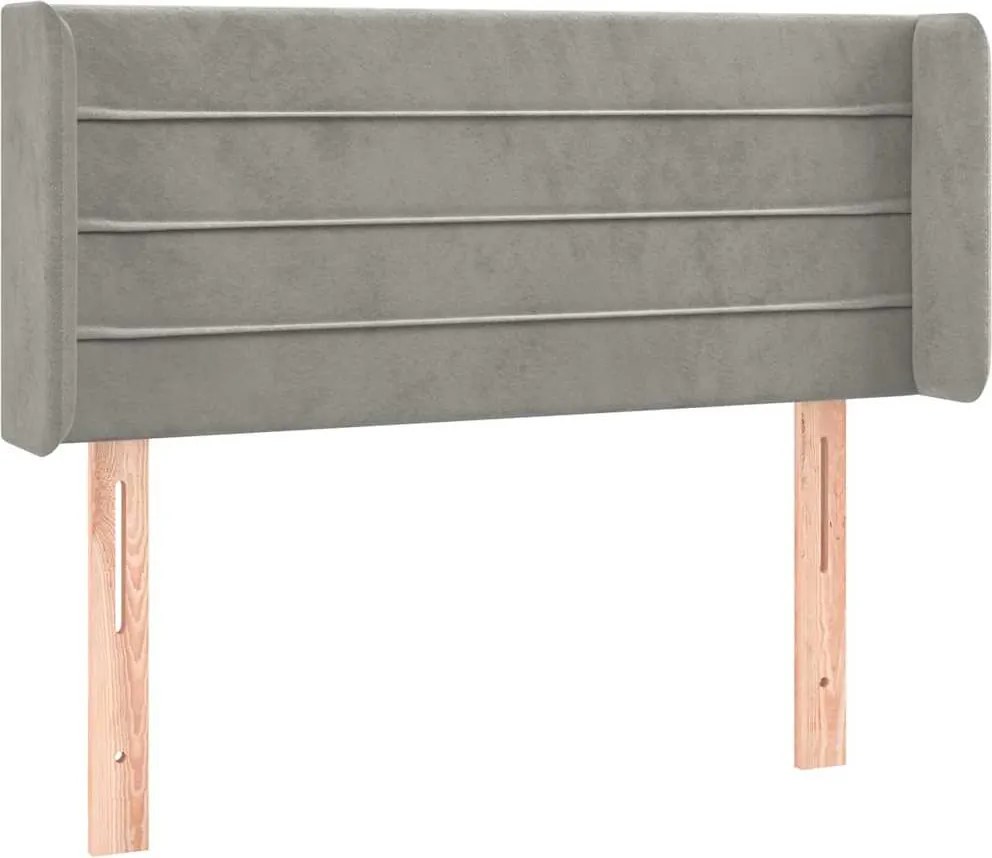 Čelo postele typu ušák světle šedé 93x16x78/88 cm samet 3118944