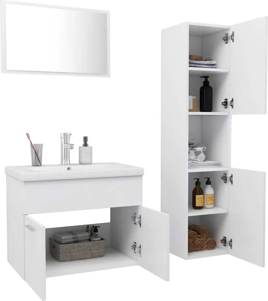 Set koupelnového nábytku bílý kompozitní dřevo 3071405