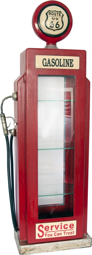 Prosklená skříňka ve tvaru benzínového stojanu, 107cm