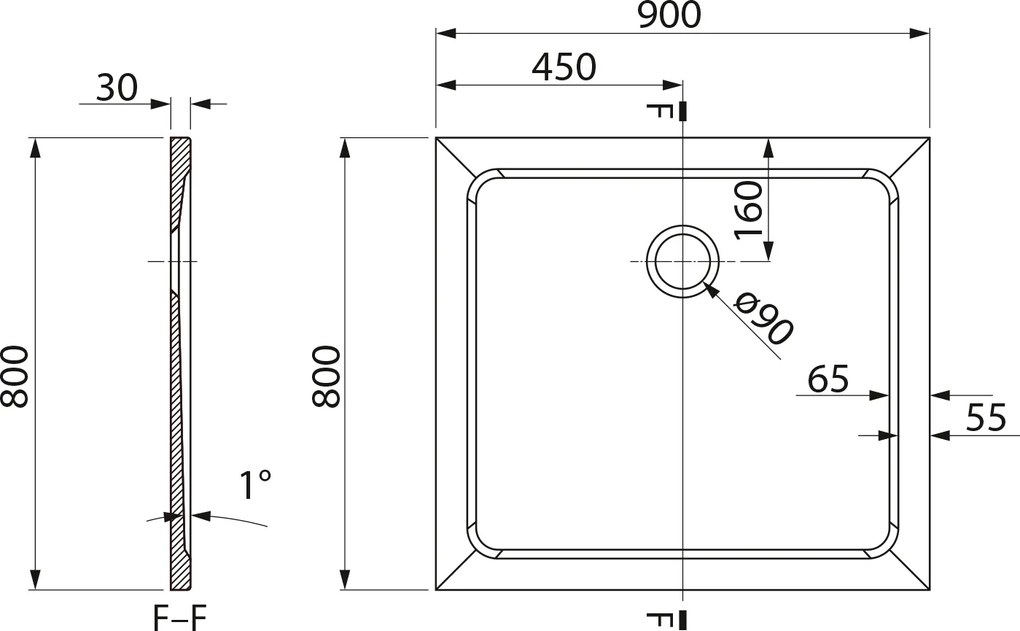 Aqualine Aqualine, TECMI sprchová vanička z litého mramoru, obdélník 90x80cm, bílá, PQ9080