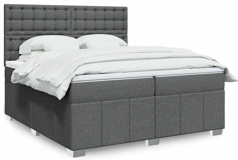 Box spring postel s matrací tmavě šedá 200x200 cm textil 3294090