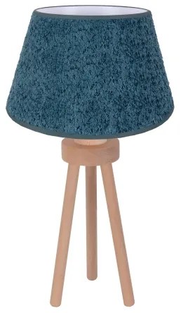 Duolla - Stolní lampa BOUCLE 1xE27/15W/230V pr. 28 cm tyrkysová/dřevo