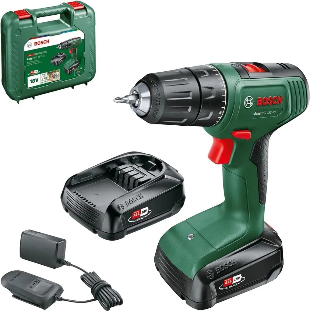 Bosch Aku vrtací šroubovák EasyDrill 18V-40 vč. 2 x aku 2.0 Ah a nabíječky