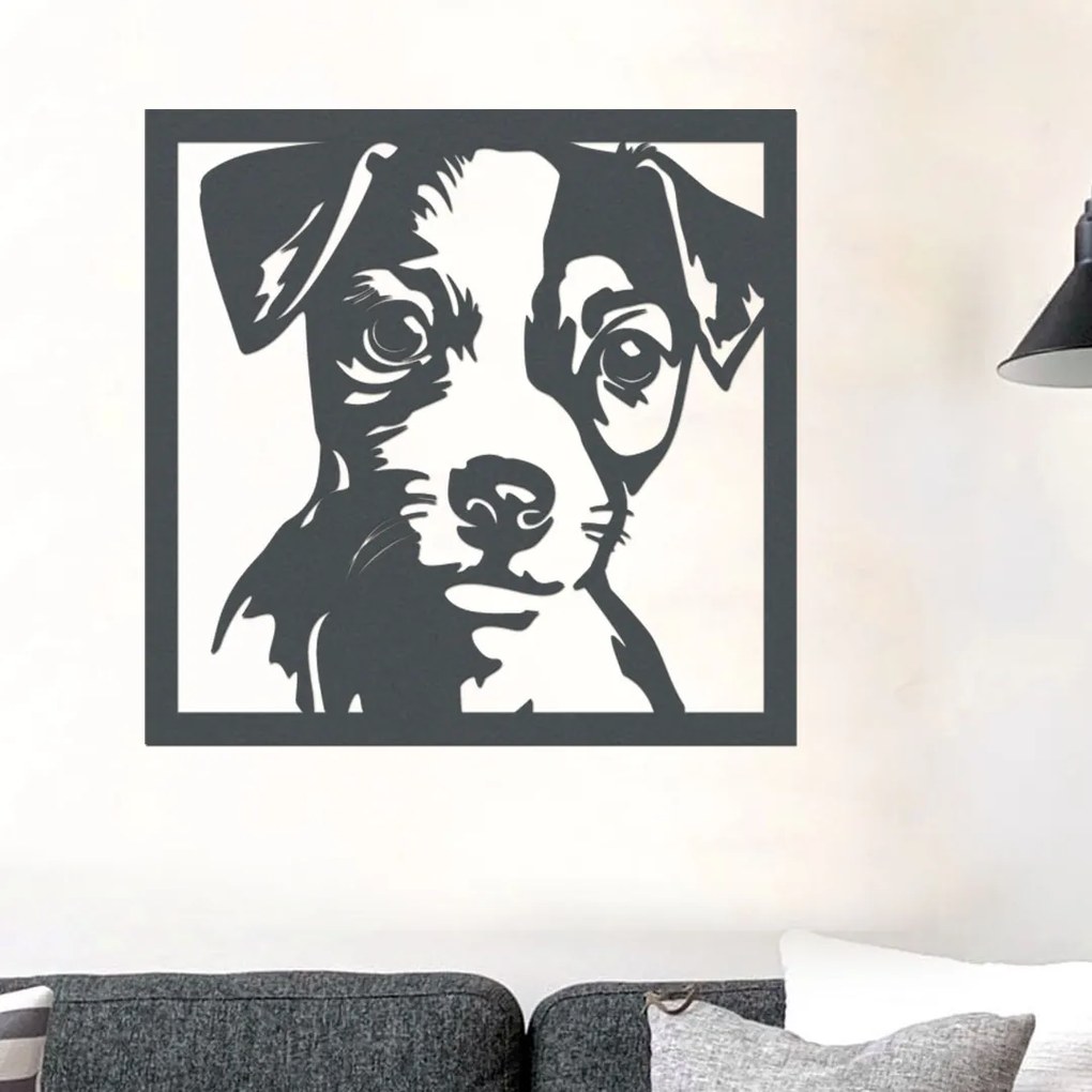 dřevo života Dřevěná dekorace psa Jack Russell teriér Zvolte rozměr (cm): 60x60, Zvolte barvu dekoru: Černá