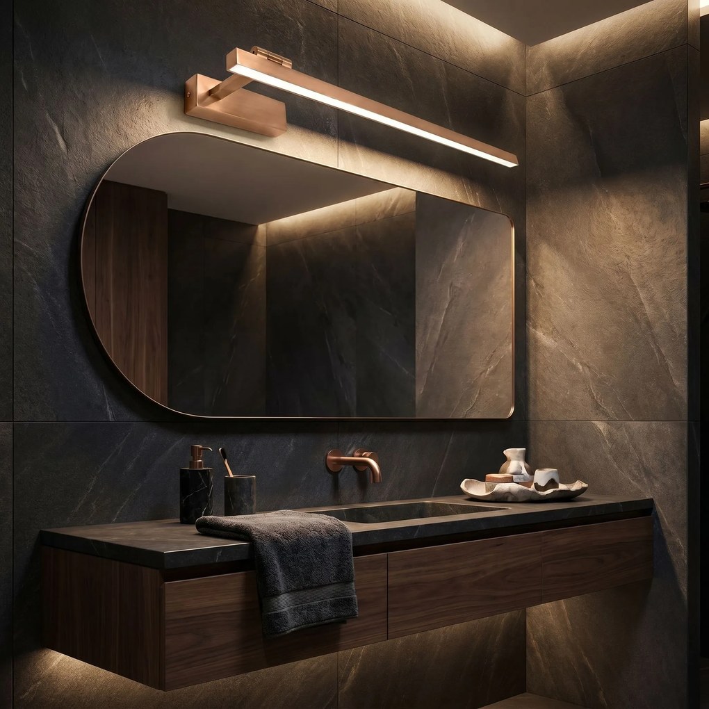 Toolight Rea, Koupelnové nástěnné LED svítidlo SWE039-1W 80cm BRUSH COPPER, OSW-20139